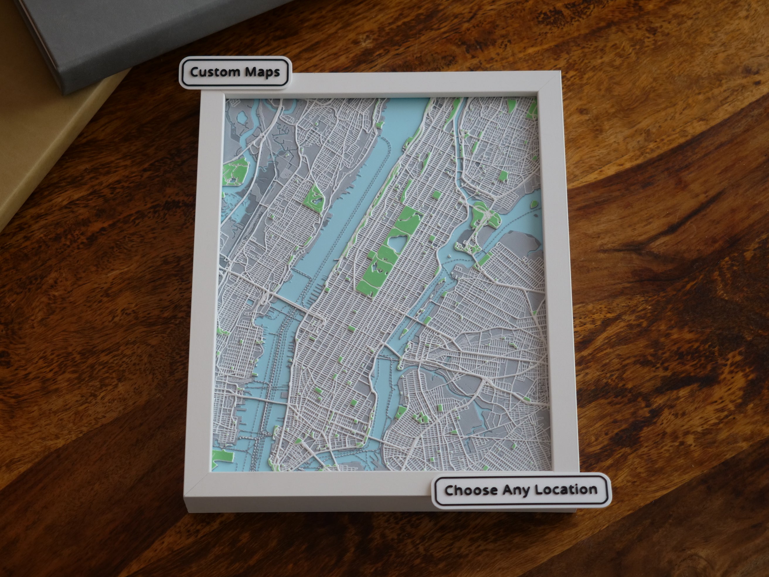 Custom 3D Street Map - Framed [Your Location] – Dotted Lines